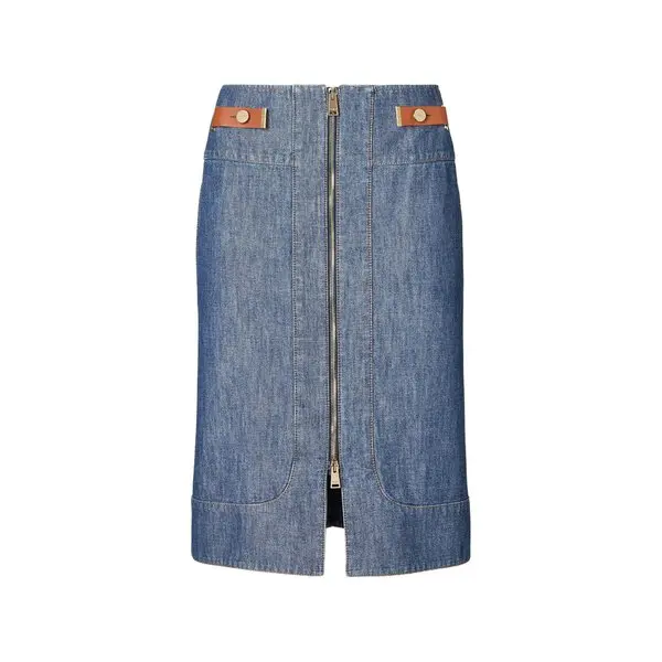 Fendi Cotton Denim Midi Skirt - Blue