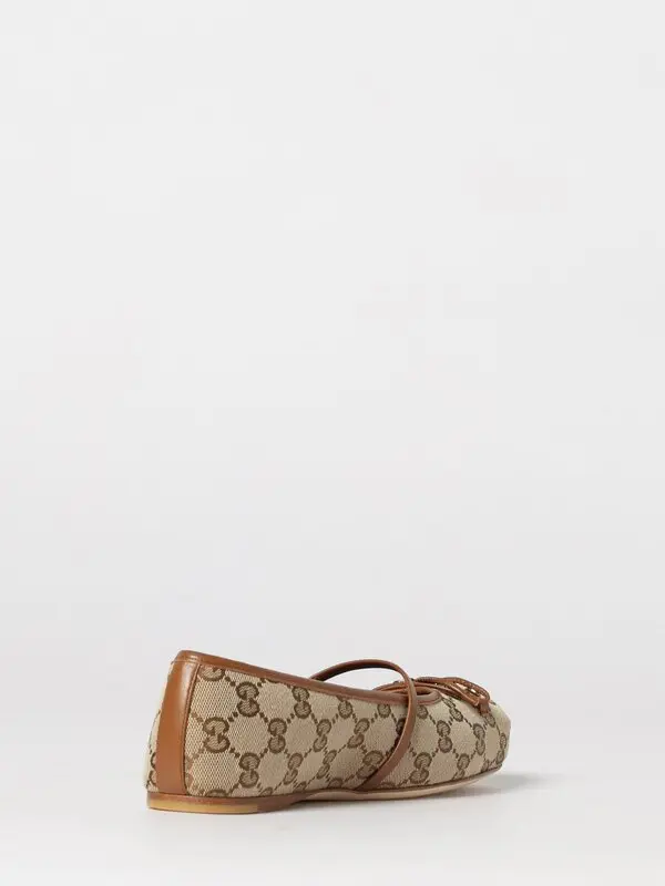 Gucci Gg Fabric And Leather Ballerinas