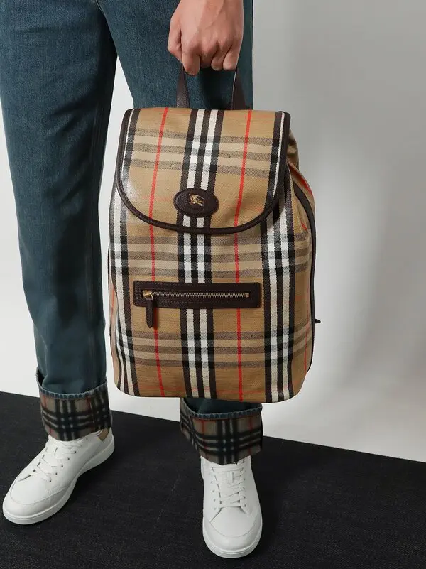 Burberry Highlands Coated Canvas Backpack With Front Logo