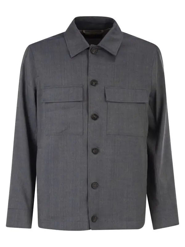 Peserico Lightweight Linen And Wool Blend Jacket With Patch Pockets