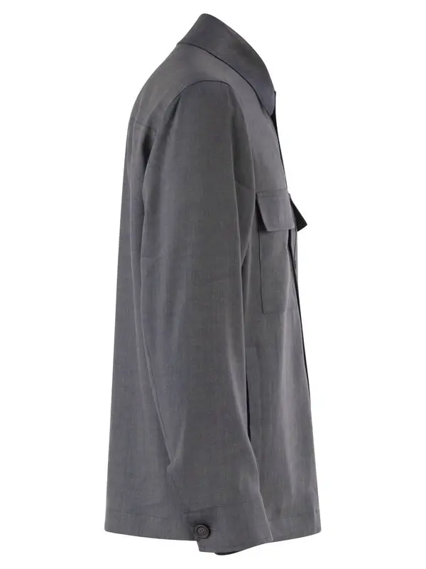 Peserico Lightweight Linen And Wool Blend Jacket With Patch Pockets