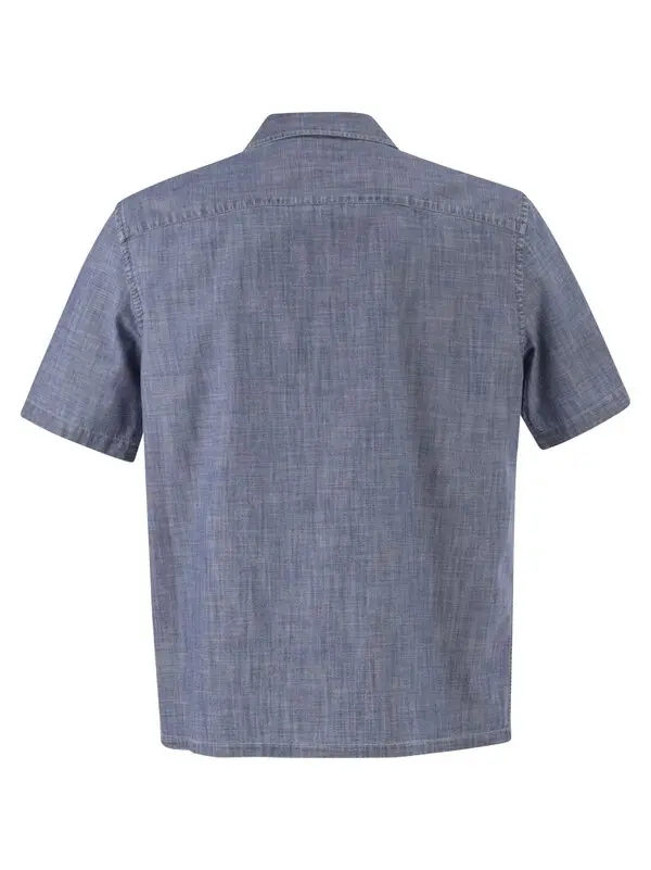 Peserico Lightweight Cotton Chambray-effect Short-sleeve Shirt