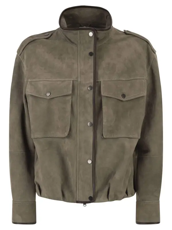 Brunello Cucinelli Suede Utility Jacket With Patch Pockets