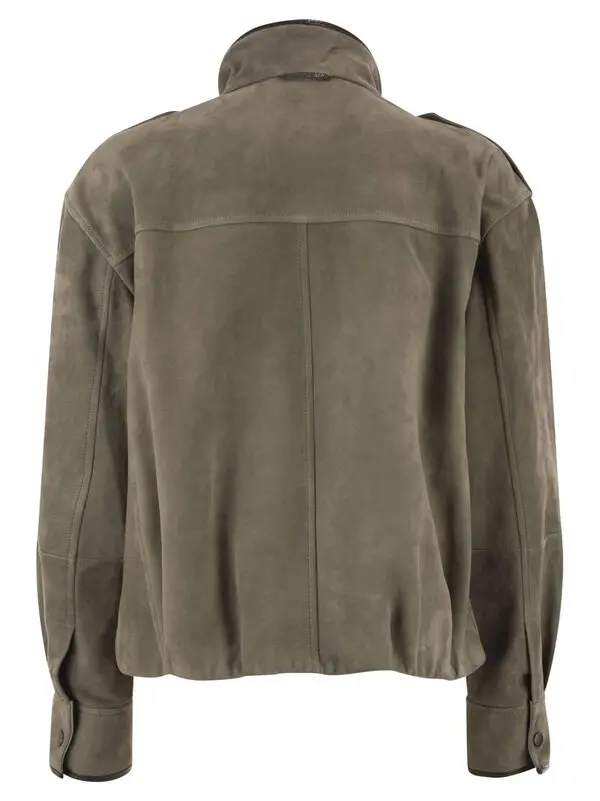 Brunello Cucinelli Suede Utility Jacket With Patch Pockets