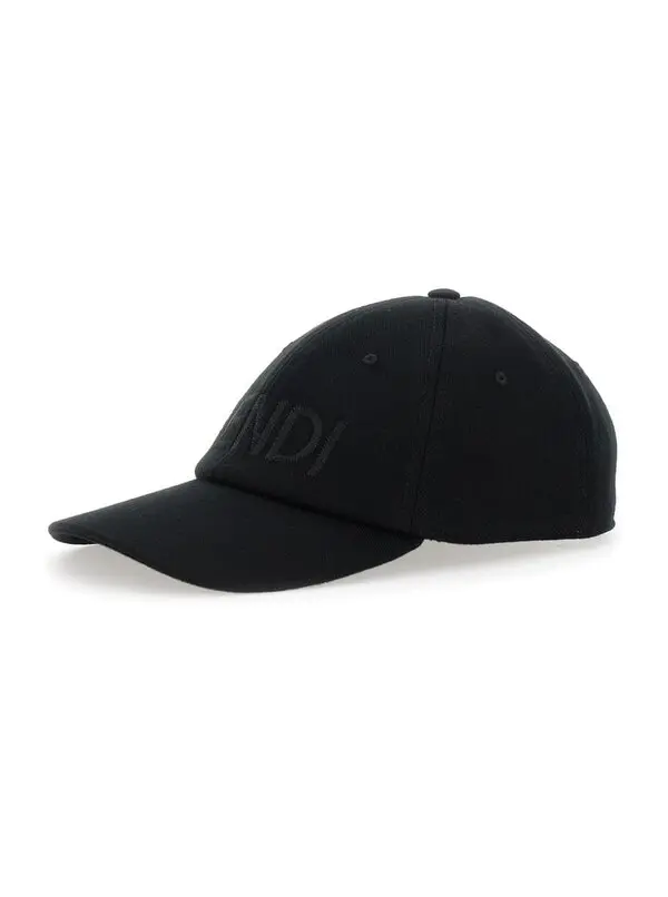 Fendi Black Baseball Cap With Logo Lettering Embroidery On The Front In Cotton - Multicolor