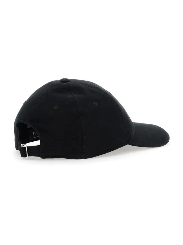 Fendi Black Baseball Cap With Logo Lettering Embroidery On The Front In Cotton - Multicolor