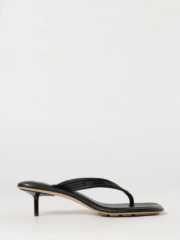 Bottega Veneta Sampieri Rubber Thong Sandals With Medium Stiletto Heel - Black