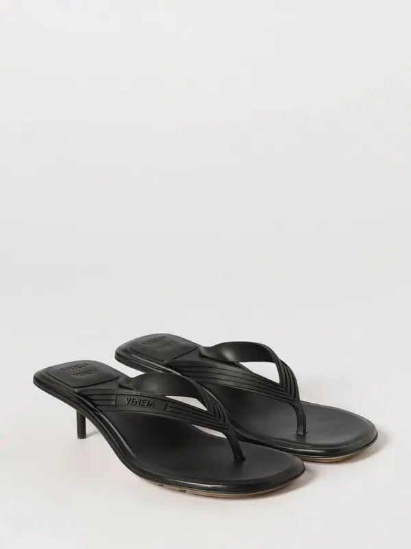 Bottega Veneta Sampieri Rubber Thong Sandals - Black