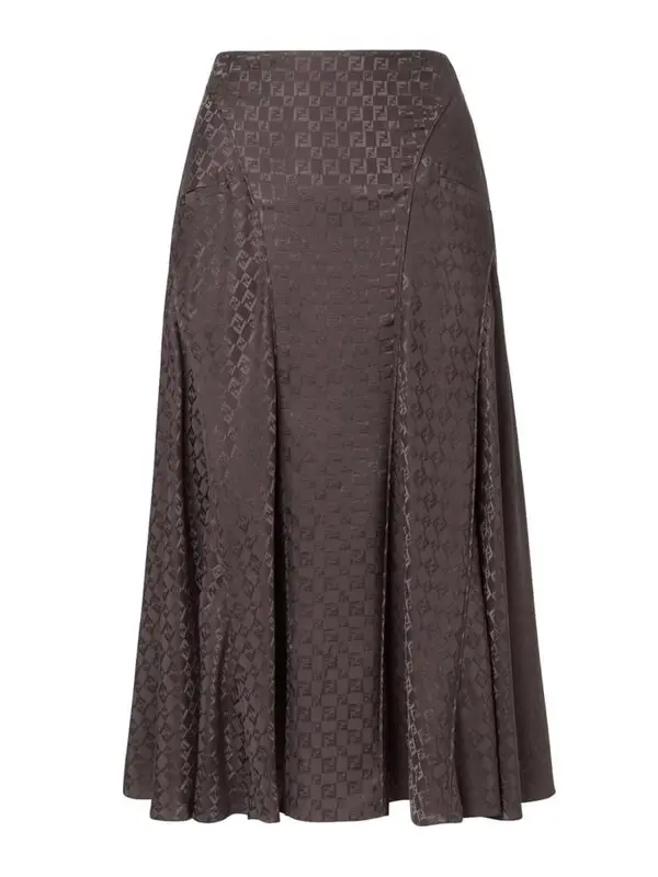 Fendi Ff Silk Skirt - Brown