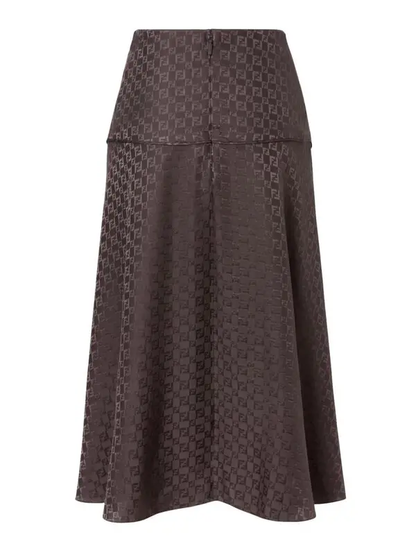 Fendi Ff Silk Skirt - Brown