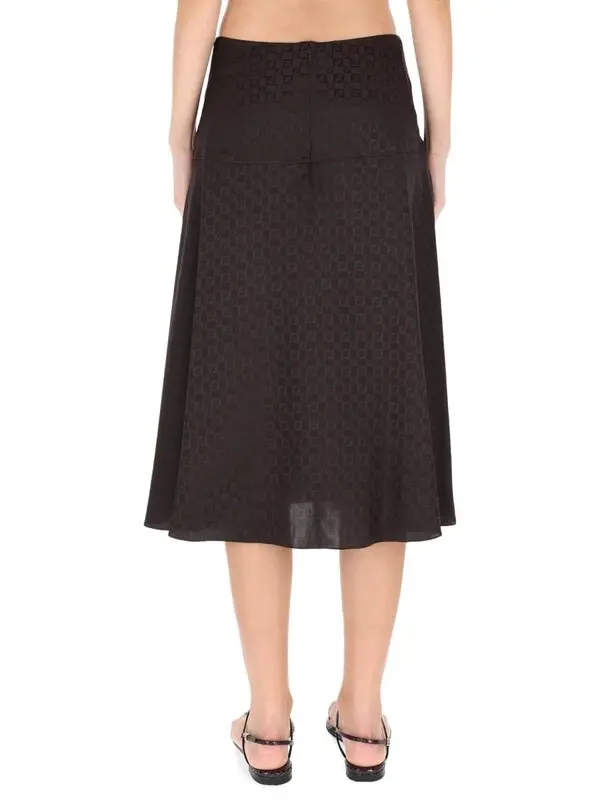 Fendi Ff Silk Skirt - Brown