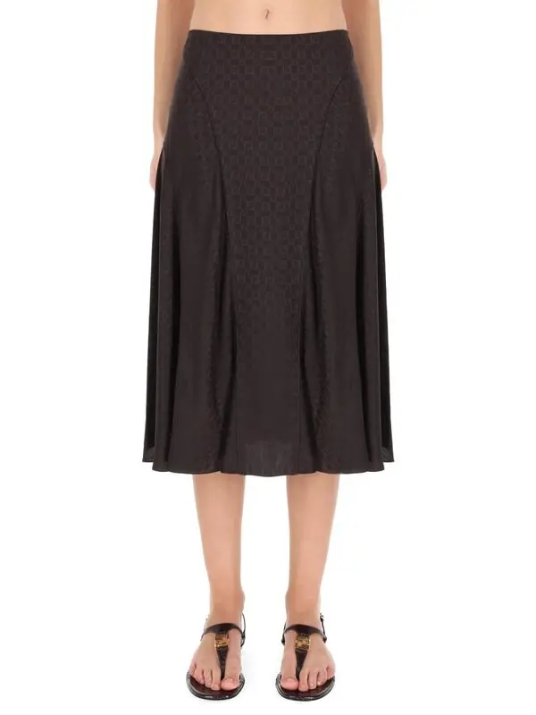 Fendi Ff Silk Skirt - Brown