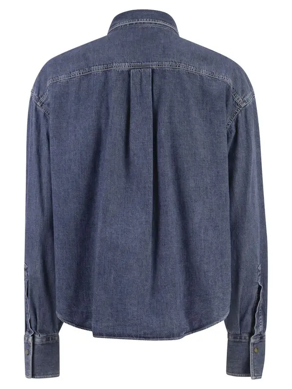 Brunello Cucinelli Cropped Denim Shirt With Patch Pockets