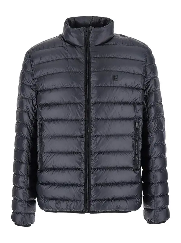 Givenchy Black High Neck Down Jacket With Logo Detail In Tech Fabric