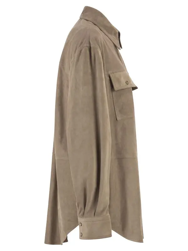 Brunello Cucinelli Suede Overshirt With Patch Pockets