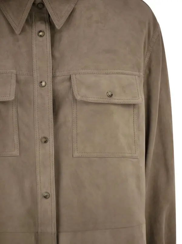Brunello Cucinelli Suede Overshirt With Patch Pockets
