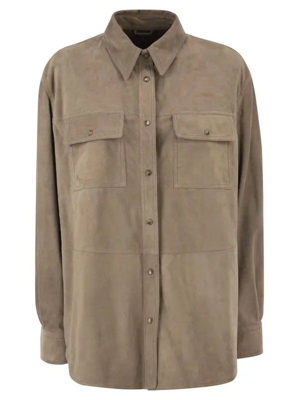 Brunello Cucinelli Suede Overshirt - Cream