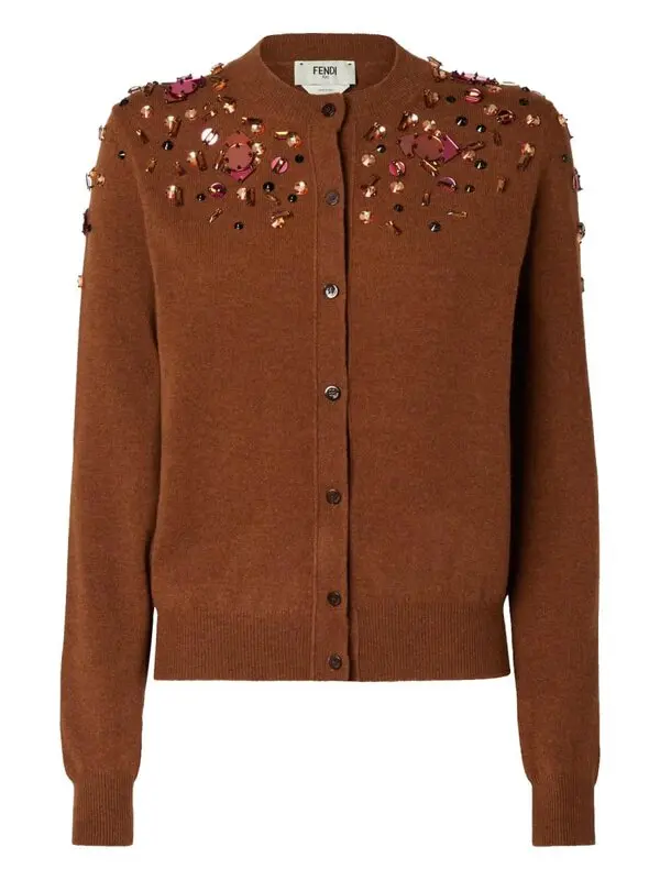 Fendi Sequined Cardigan - Brown