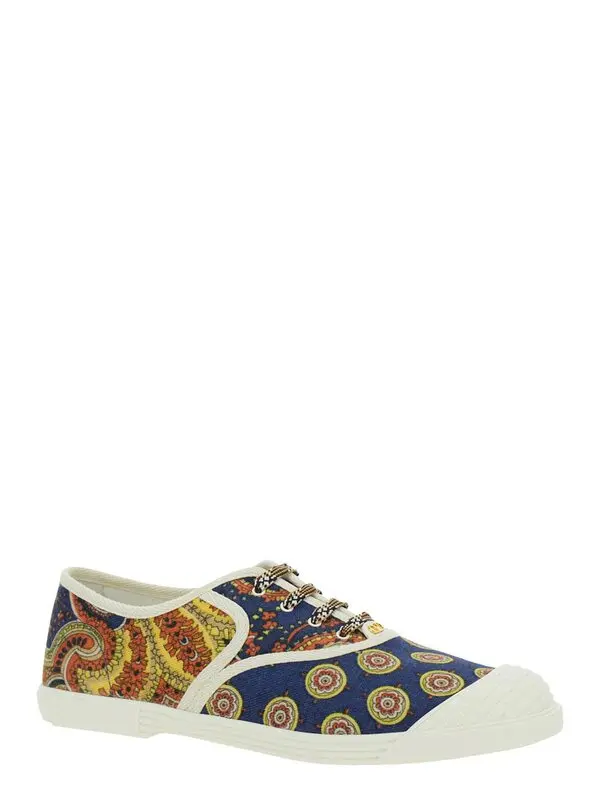 Valentino Garavani Low Top Sneakerswith All-over Floral Print In Cotton - Multicolor