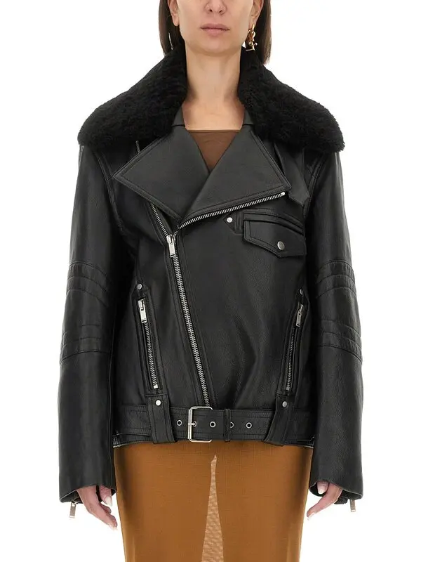 Saint Laurent Leather Biker Jacket - Black