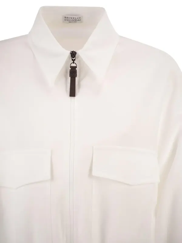 Brunello Cucinelli Cotton Canvas Outerwear With Shiny Zip Pull