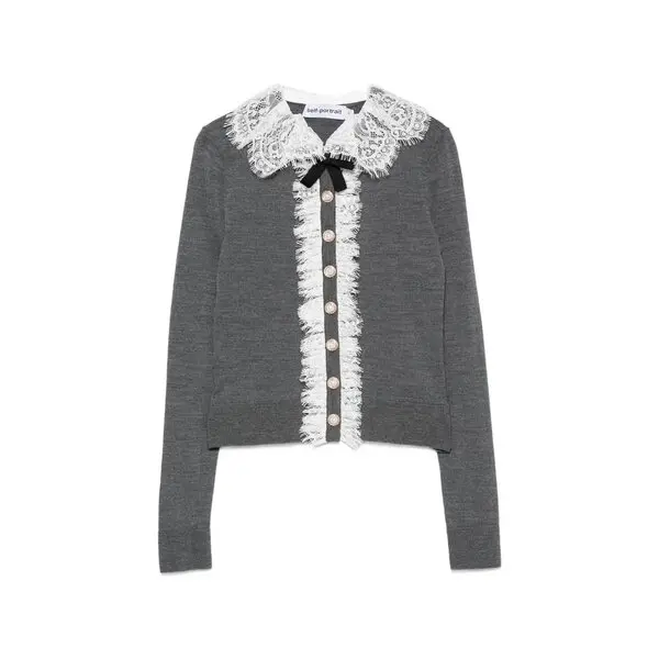 SELF-PORTRAIT Grey Knitwear Cardigans