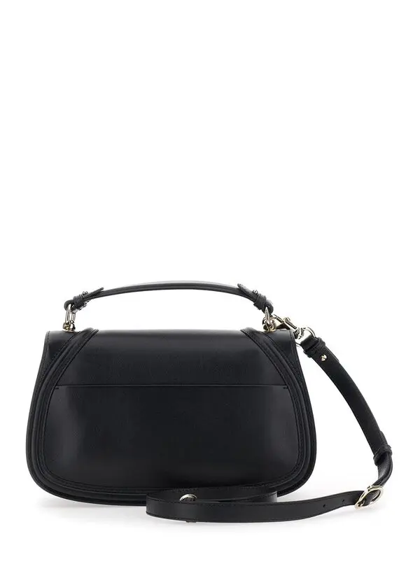 Gucci Blondie' Handbag With Gg Logo Plaque On The Front In Leather - Black