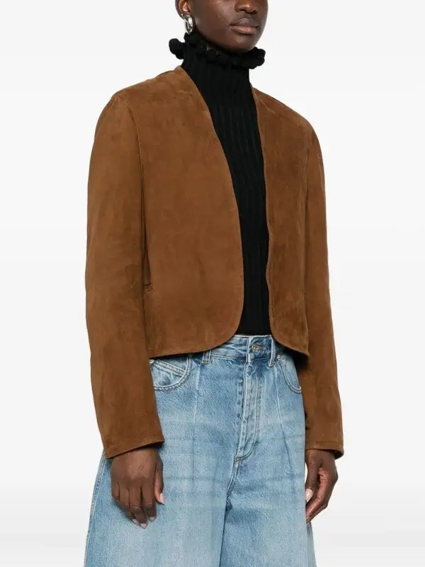 Alaïa Short Suede Blazer - Brown