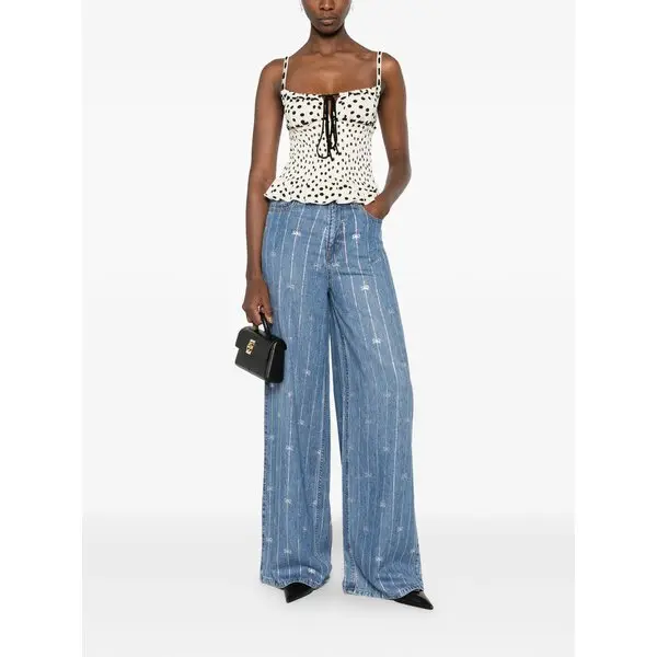 SELF-PORTRAIT Denim Wide-leg Jeans