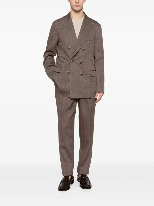 Brunello Cucinelli Wool And Linen Double-breasted Suit
