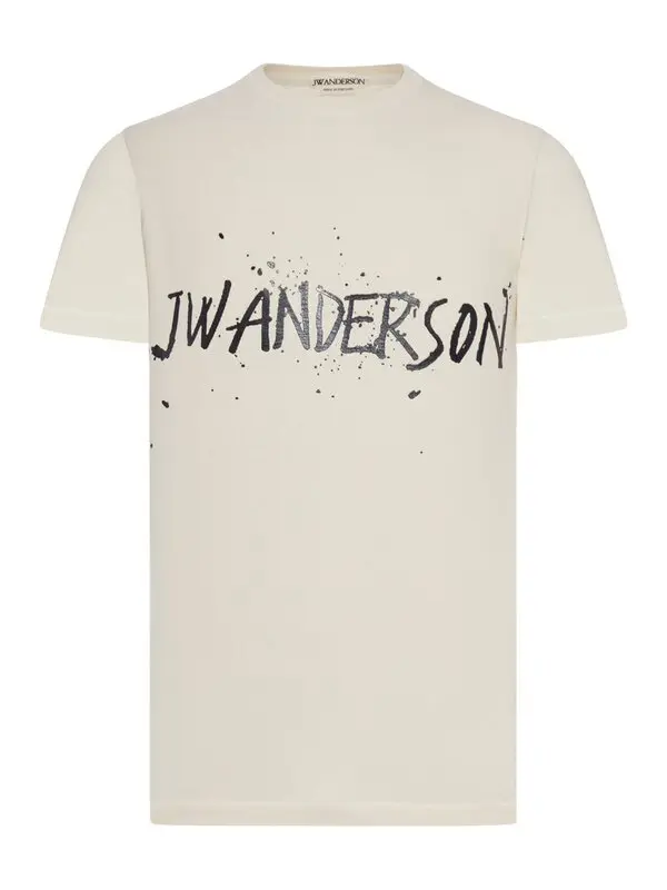 JW Anderson J.w.anderson Circular T-shirt In Ecru Jersey - Cream