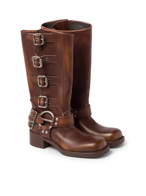 Miu Miu Leather Boots - Brown