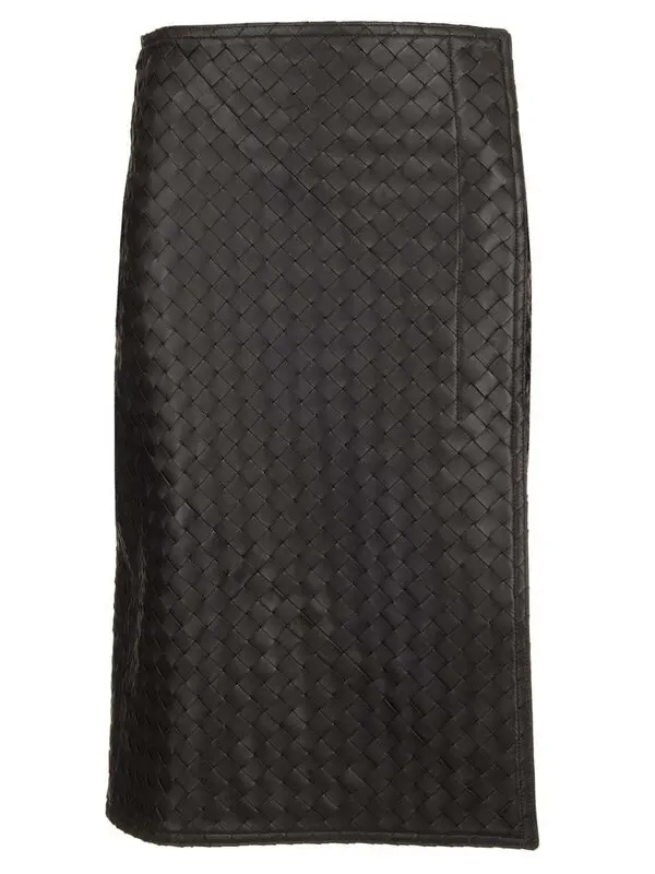 Bottega Veneta Leather Pencil Skirt - Brown