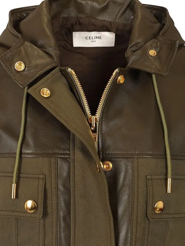 Celine Lambskin Parka - Green
