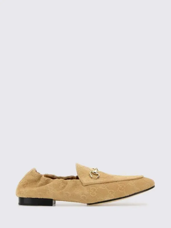Gucci Jordaan Suede Loafers With Gg Monogram - Cream