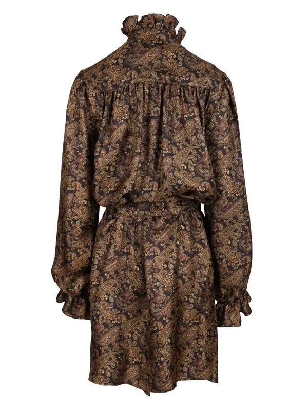 Saint Laurent Paisley Pattern Silk Twill Dress
