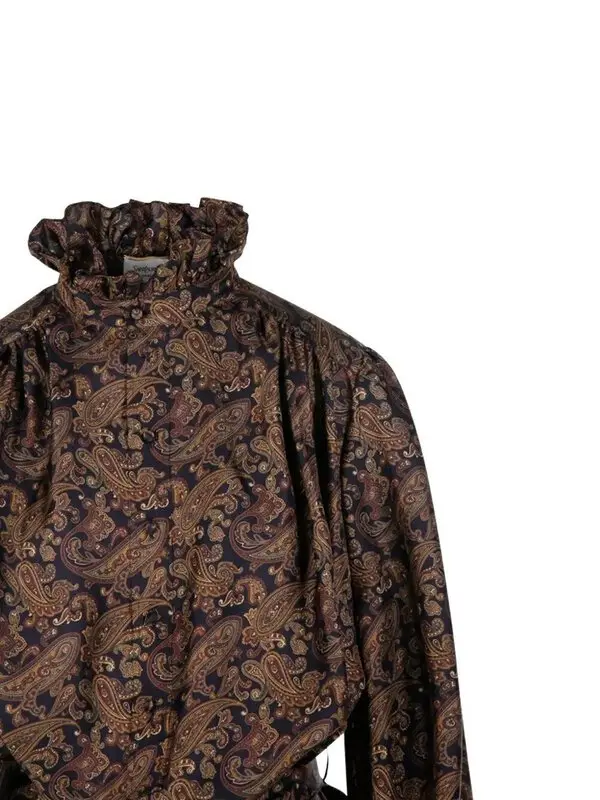 Saint Laurent Paisley Pattern Silk Twill Dress