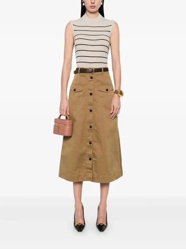 Saint Laurent Cotton Midi Skirt