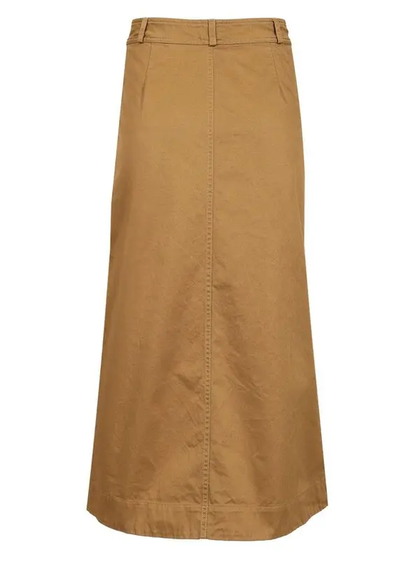 Saint Laurent Cotton Midi Skirt - Brown