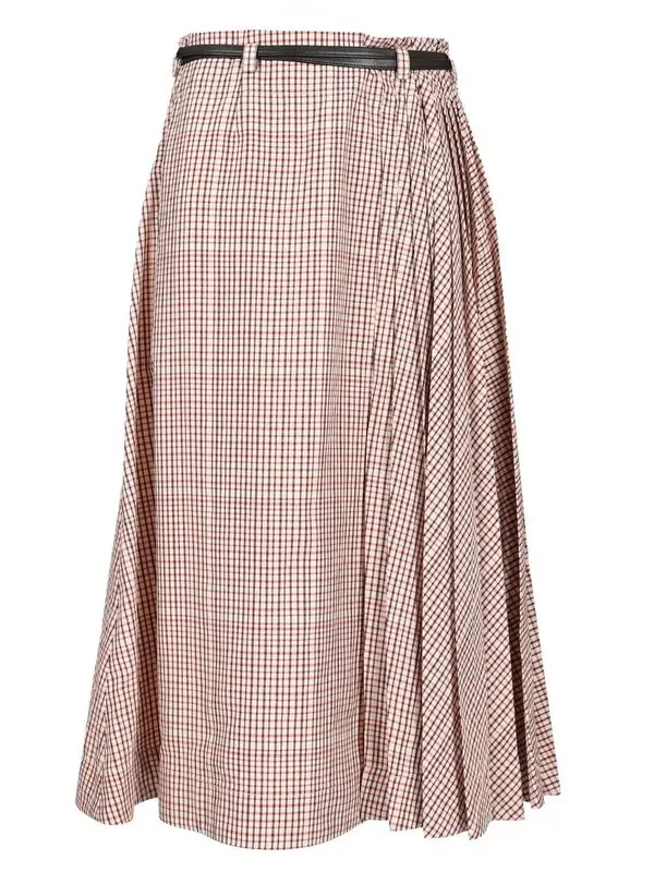 Bottega Veneta Checked Midi Skirt