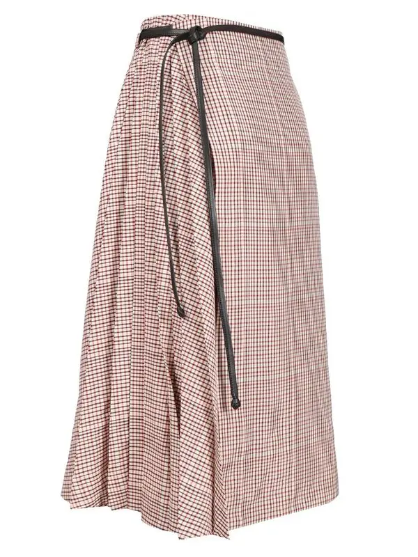 Bottega Veneta Checked Midi Skirt