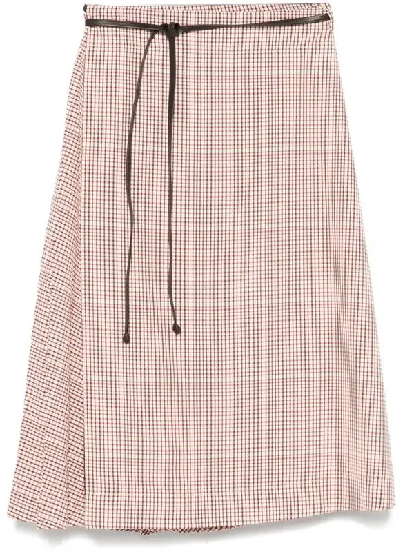 Bottega Veneta Checked Midi Skirt