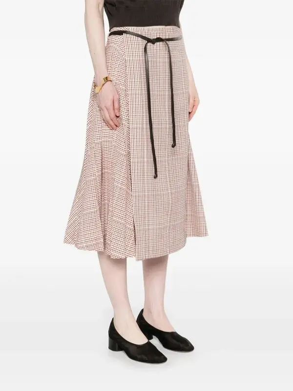 Bottega Veneta Checked Midi Skirt