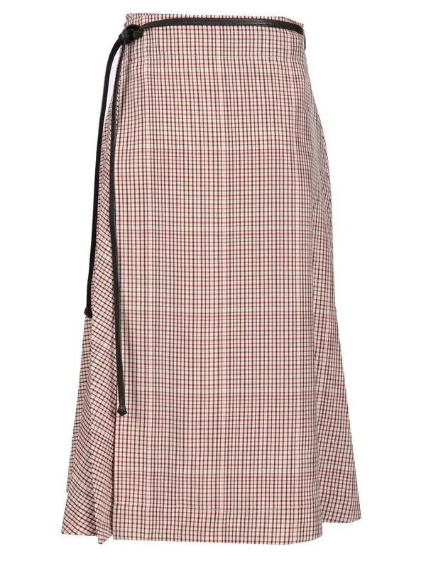 Bottega Veneta Checked Midi Skirt - Multicolor