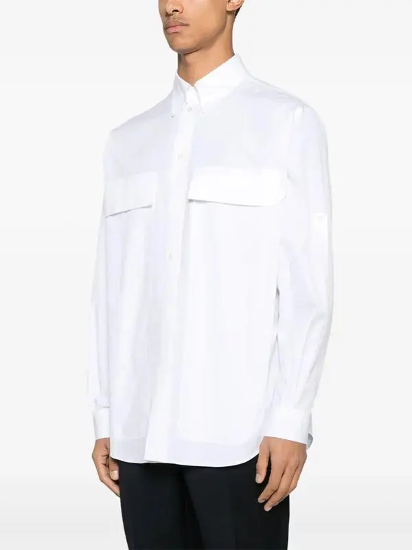 Fendi Topstitched Roma Lettering Cotton Shirt
