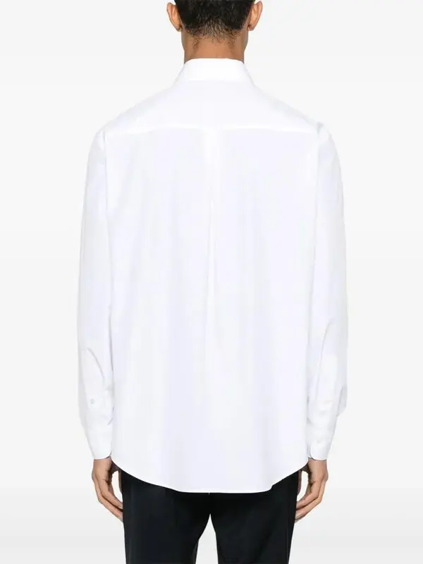 Fendi Topstitched Roma Lettering Cotton Shirt