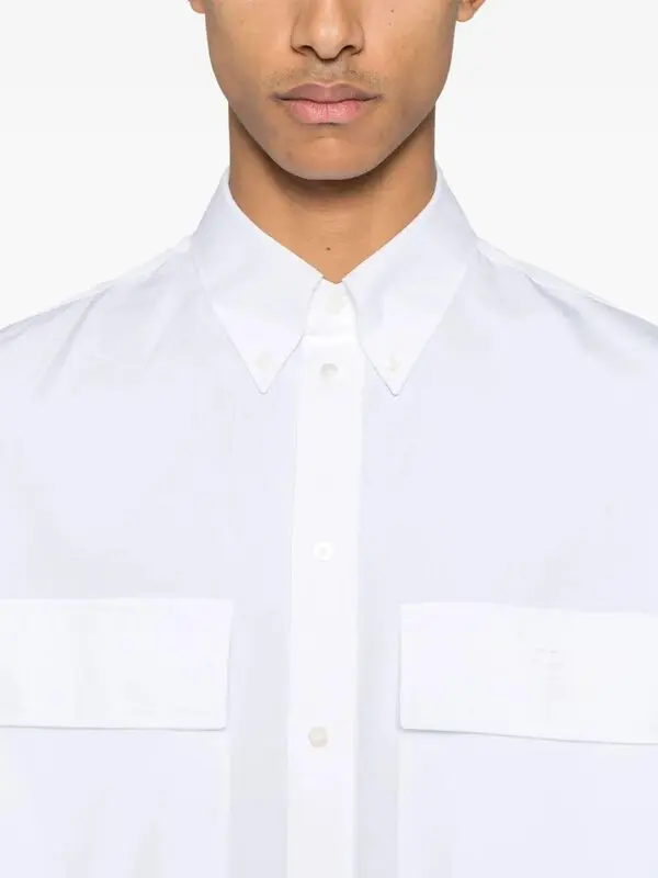 Fendi Topstitched Roma Lettering Cotton Shirt