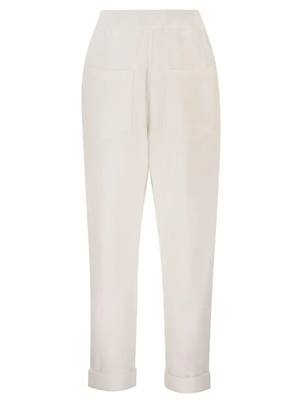 Brunello Cucinelli Stretch Cotton Gabardine Jogging Trousers - White