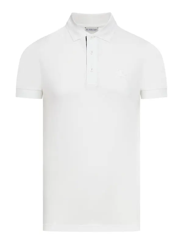 Burberry Cotton Polo Shirt With Embroidered Ekd Logo - White