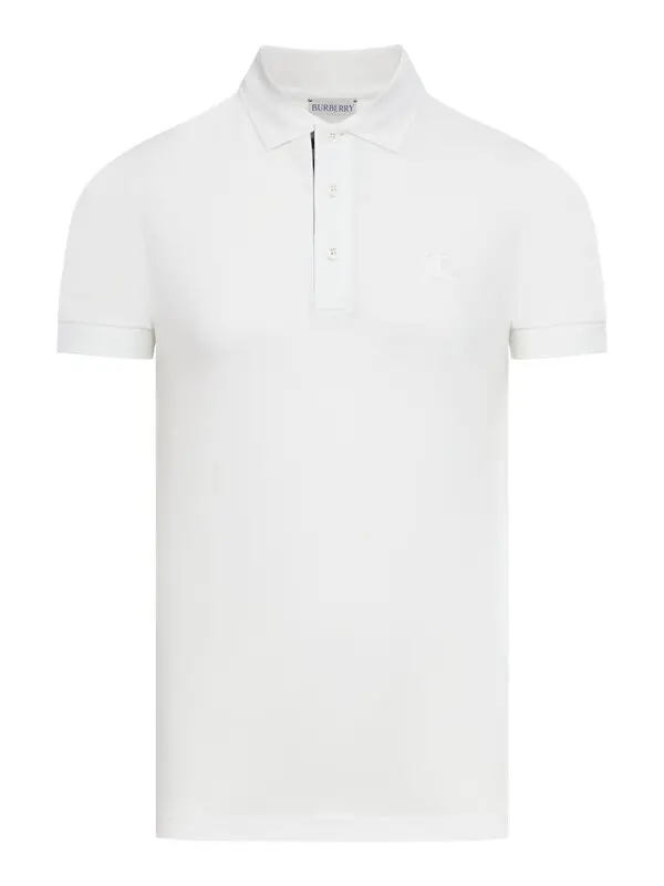 Burberry Cotton Polo Shirt With Embroidered Ekd Logo - White